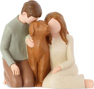 Carracci Figurines ornementales en forme de couple avec chien, nous sommes une famille comm&eacute;morative statues pour les amoureux des chiens