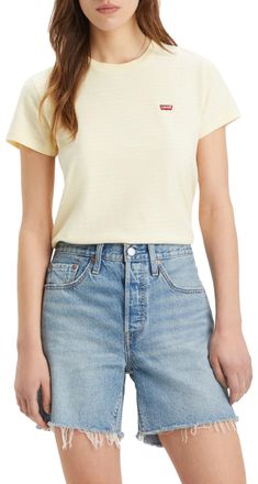 Levi's Damen Perfect Tee Tessa Stripe Anise Flower XXS