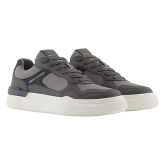 A|X Armani Exchange Homme, Chaussures, Gris, Taille: 41 EU Baskets en éco-cuir avec coutures décoratives