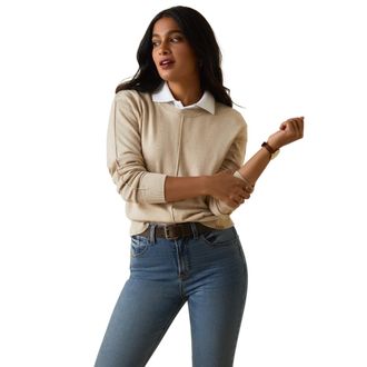 Ariat Womens Peninsula Sweater Long Sleeve in Oatmeal, Size X-Large, by Ariat