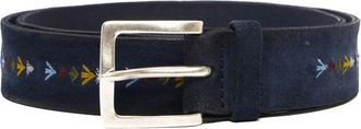 Orciani Homme, Accessoires, Bleu, Taille: 90 CM Cintura in pelle scamosciata ricami