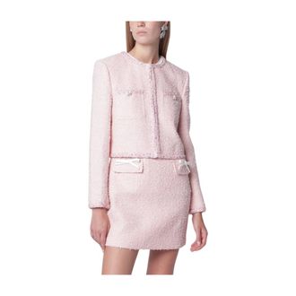 Self Portrait Veste en boucl&eacute; &agrave; bordures tress&eacute;es - Femme - Vestes - Rose - Taille: 40 FR