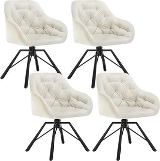 Woltu Esszimmerstühle drehbar 4er Set, Armlehnstühle 360° drehbar, Essstühle, Küchenstühle, Polsterstühle, Armlehnstühle, für Esszimmer Wohnzimmer, mit Meta