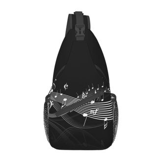 AOOEDM Music Sling Bag Crossbody Rucksack Music Notes Reisen Wandern Daypack Umhängetasche für Männer Frauen Jungen Mädchen