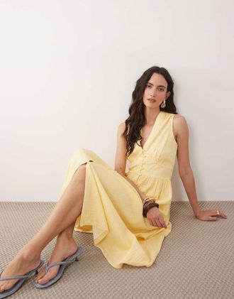 Nobody's Child Starlight - Robe mi-longue sans manches avec corsage en coton majoritaire - Jaune