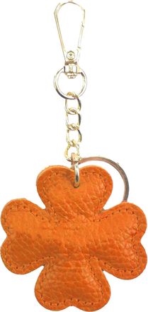 modamoda.de SA05 Leder Schl&uuml;sselanh&auml;nger, Taschenanh&auml;nger, handmade in Italy (Kleeblatt/Orange)