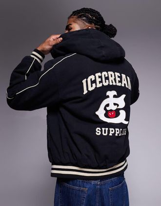 Icecream Veste workwear &agrave; capuche doubl&eacute;e et logo brod&eacute; - Noir