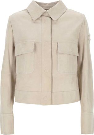 Peuterey Femme, Vestes, Beige, Taille: 38 FR Lya Veste en cuir su&eacute;d&eacute;