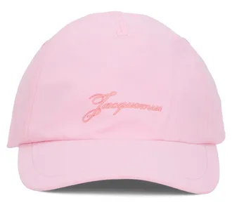 Jacquemus Womens Cap Embroidered Logo Pink Polyester Hat