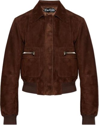 Tom Ford Femme, Vestes, Brun, Taille: 34 FR Blouson en daim