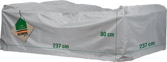 mehr Garten Premium Protect Lounge Abdeckung quadratisch, 237x237x80 cm, hellgrau, atmungsaktives 2-lagiges Polyestergewebe, Schutzhülle Gartenmöbel wasserdicht u