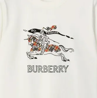 Burberry Equestrian Knight-Embroidered T-Shirt - Ivory