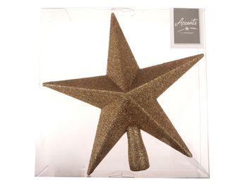 Premier Sternf&ouml;rmige Christbaumspitze, glitzernd, 20 cm, goldfarben
