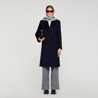 Sandro Langer Mantel mit Satinrevers