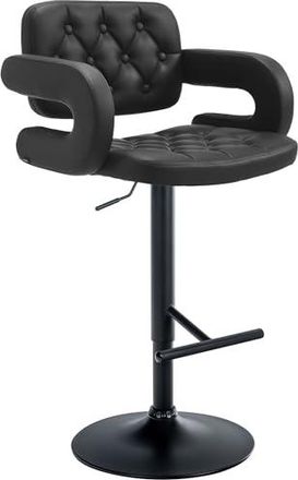 Clp Tabouret De Bar Dublin en Similicuir I Chaise De Bar R&eacute;glable en Hauteur I Style Chesterfield I Chaise Haute avec Accoudoirs, Couleur:Noir, Couleur du