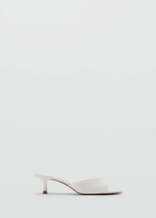 Mango Sandales lani&egrave;re talon kitten heel blanc - Femme - 35 - MANGO