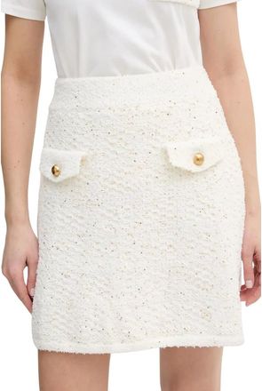 Karl Lagerfeld Femme, Jupes, Blanc, Taille: 40 FR Jupe en maille boucl&eacute;e