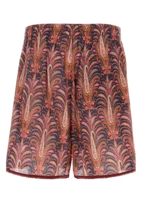 Valentino Garavani Mens Printed Cotton Bermuda Shorts Blumulticolor Exterior