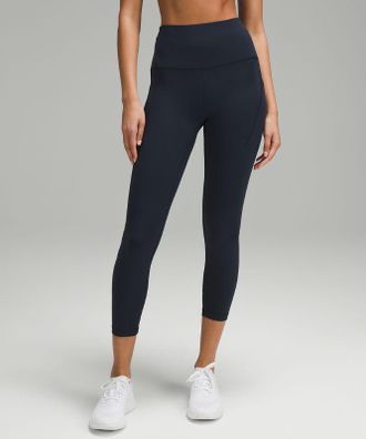 lululemon Legging Wunder Train taille haute avec poches pour Femmes - 64 cm - Bleu - Taille 12