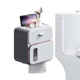 Generico Handtuchhalter zur Wandmontage, Toilettenpapierhalter, ohne Bohren, mit Schublade f&uuml;r Wohnzimmer und