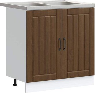 vidaXL K&uuml;chenschrank Lucca 2 pcs Braun 80 x 46 x 81.5 cm Holzwerkstoff vidaXL