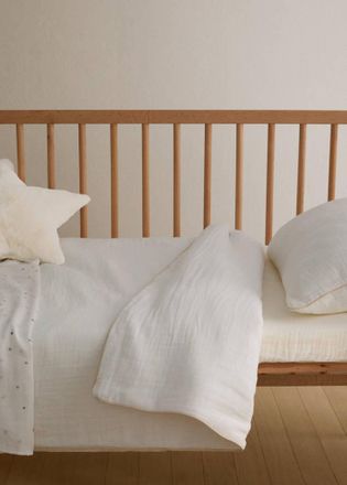 Mango Housse de couette berceau gaze de coton liser&eacute; en contraste blanc - Home - 100x120cm - MANGO HOME