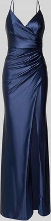 Luxuar Fashion Maxikleid aus Satin mit Drapierungen und Gehschlitz