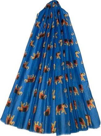 GFM &Eacute;charpe ou ch&acirc;le imprim&eacute; &eacute;l&eacute;phant (ELSCF), El-848-Bleu, L