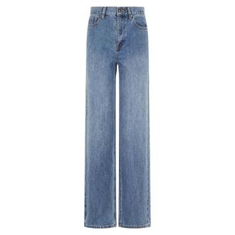 Self Portrait Rhinestone Denim Straight Leg Jeans - - Jeans - Damen - Blau - W25