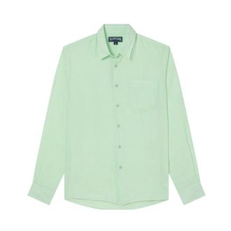 Vilebrequin Caroubis Linen Shirt - Homme - Chemises - Vert - Taille: XL