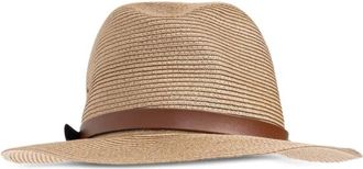 Emporio Armani Femme, Accessoires, Beige, Taille: 56 CM Chapeau Fedora en raphia tiss&eacute;