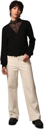 Only Onlrebecca Ls Mix Col Haut Cc Knt Femme Sweater, Noir, XS