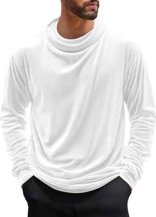 Generic Sweat-shirt en velours &agrave; manches longues pour homme - Chaud - Tendance - Uni - Col rond - Coupe ample - Confortable - Respirant - V&ecirc;tements de sport p