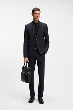 HUGO BOSS Businesshemd BOSS, Herren, Gr. 39, N-Gr, schwarz (dunkelgrau025), Web, Obermaterial: 98% Baumwolle, 2% Elasthan, unifarben, regular fit normal, Rundha