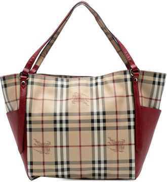 Burberry Shopper - Small Leather Trimmed Haymarket Check Coated Canva - Gr. unisize - in Braun - für Damen