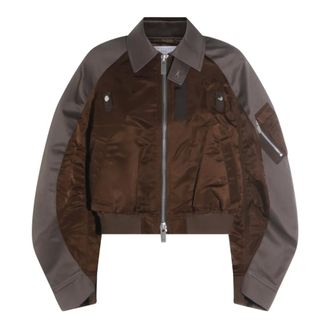 sacai Femme, Vestes, Brun, Taille: 38 FR Veste Blouson Chino en Coton