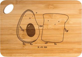 Mr. & Mrs. Panda Bambus - Schneidebrett Avocado Toast - Geschenk, Hackbrett, Holzbrett Küche, Toastbrot, Pärchen, Holzschneidebrett, Holzbrettchen