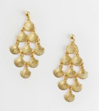 Orelia Boucles doreilles chandelier en plaqu&eacute; or 18 carats &agrave; coquillages-Dor&eacute;