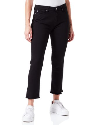 Love Moschino Moschino Damen Cropped Bull with Logo Heart Back Tag Casual Pants, Schwarz, 29 EU