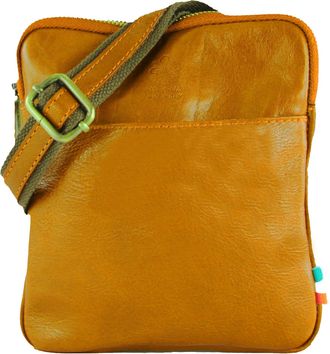 modamoda.de T256 - ital. Umh&auml;ngetasche Messengertasche Klein aus Leder, Farbe:Camel