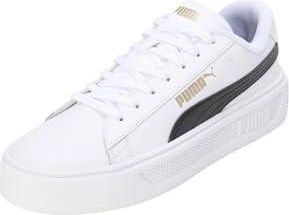 Puma Womens Fashion Shoes SMASH PLATFORM V3 Trainers & Sneakers, PUMA WHITE-PUMA BLACK-PUMA GOLD, 42