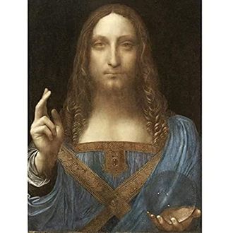 Fine Art Prints Da Vinci Salvator Mundi Weltreter Jesus Gem&auml;lde Kunstdruck Leinwand Premium Wanddekoration Poster Wandbild, 40,6 x 30,5 cm