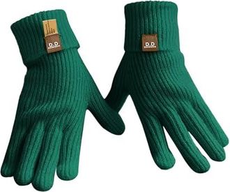 Generic Gants mitaines avec poche - Gants dhiver tricot&eacute;s pour homme et femme - Gants chauds tricot&eacute;s pour lext&eacute;rieur - Gants &eacute;lastiques doux (vert, taille un