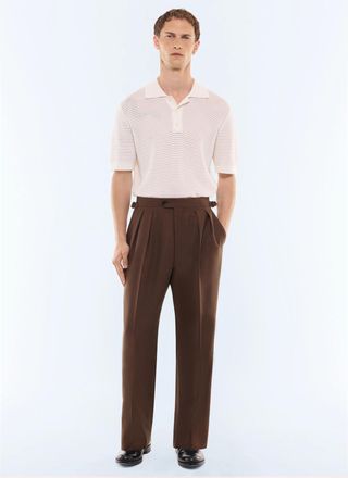Fursac Pantalon double pinces en flanelle laine - Taille 36 - Homme
