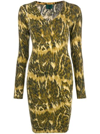 Jean Paul Gaultier V-neck animal print dress - Vert