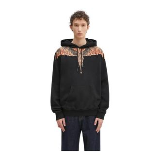 Marcelo Burlon Homme, Sweatshirts et sweats &agrave; capuche, Noir, Taille: XL Sweat &agrave; Capuche Icon Wings Noir Orange Graphique