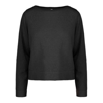 Bomboogie Femme, Pulls, Noir, Taille: 42 FR Top en lin et coton &agrave; encolure bateau