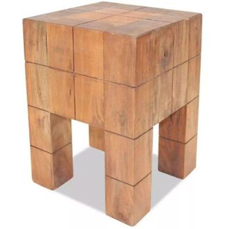 vidaXL Vidaxl - Tabouret en bois dacajou massif fait main - Dimensions 28 x 28 x 40 cm - Style vintage unique - Durable et esth&eacute;tique
