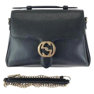 Gucci Sac 2way en cuir Interlocking G Pre-owned - Femme - Pre-owned - Noir - Taille: ONE Size