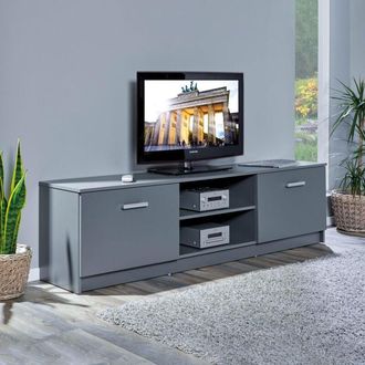 Inter Link SAS Meuble tv 2 portes 180x40x50,8 cm gris foncé - rossi